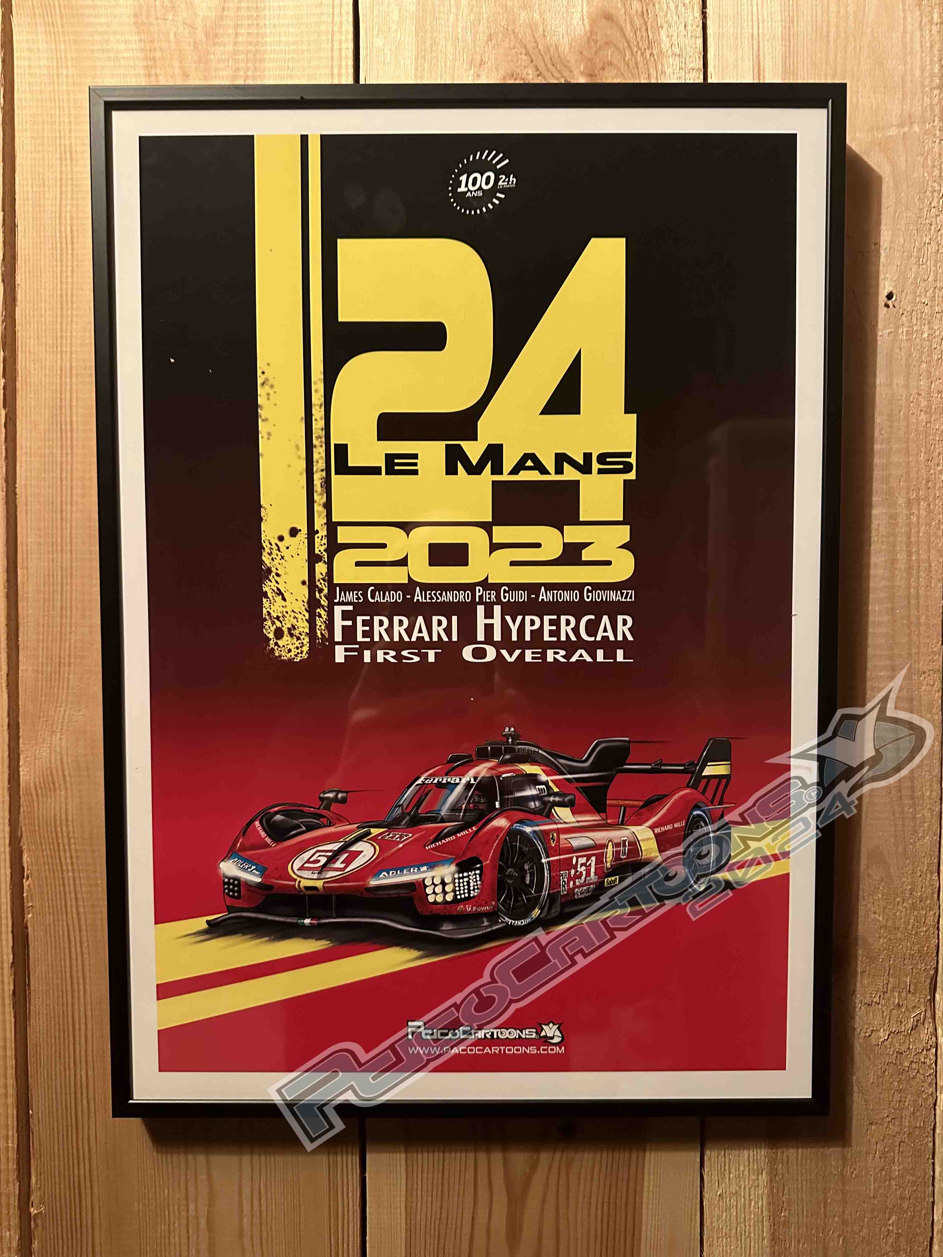 Ferrari Le Mans 2023 winners! A3 Poster in Alu frame. – Pacocartoons