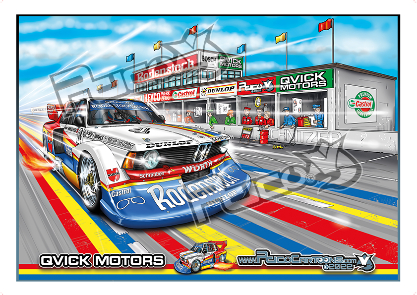 DRM BMW 320 Turbo on oldschool track! Print - A2! – Pacocartoons